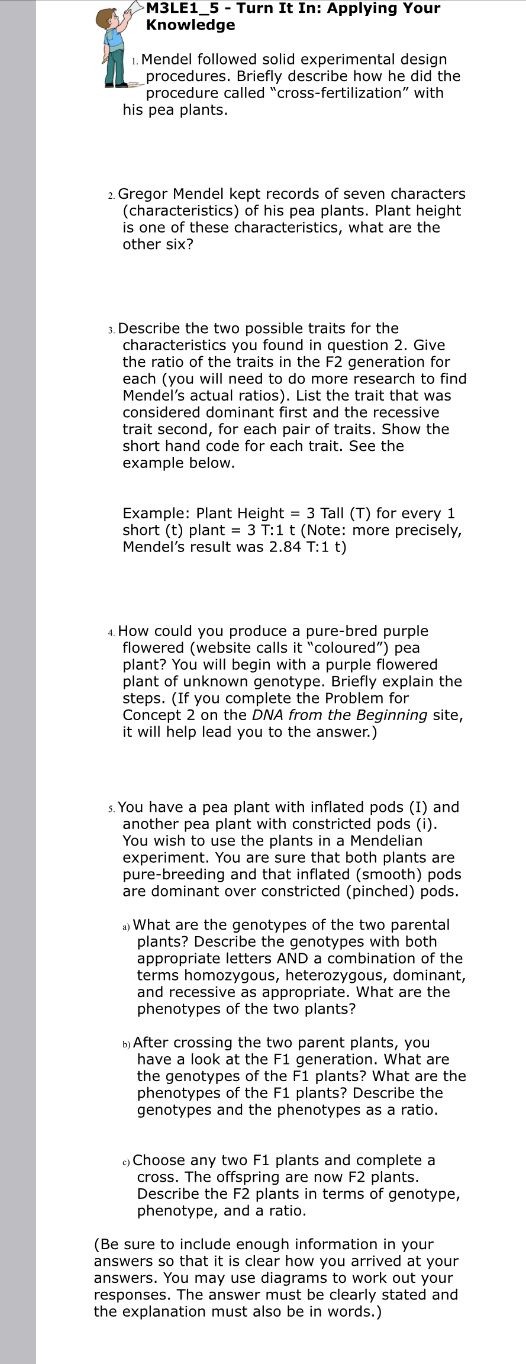 Solved M3LE1_5 - ﻿Turn It In: Applying YourKnowledgeMendel | Chegg.com