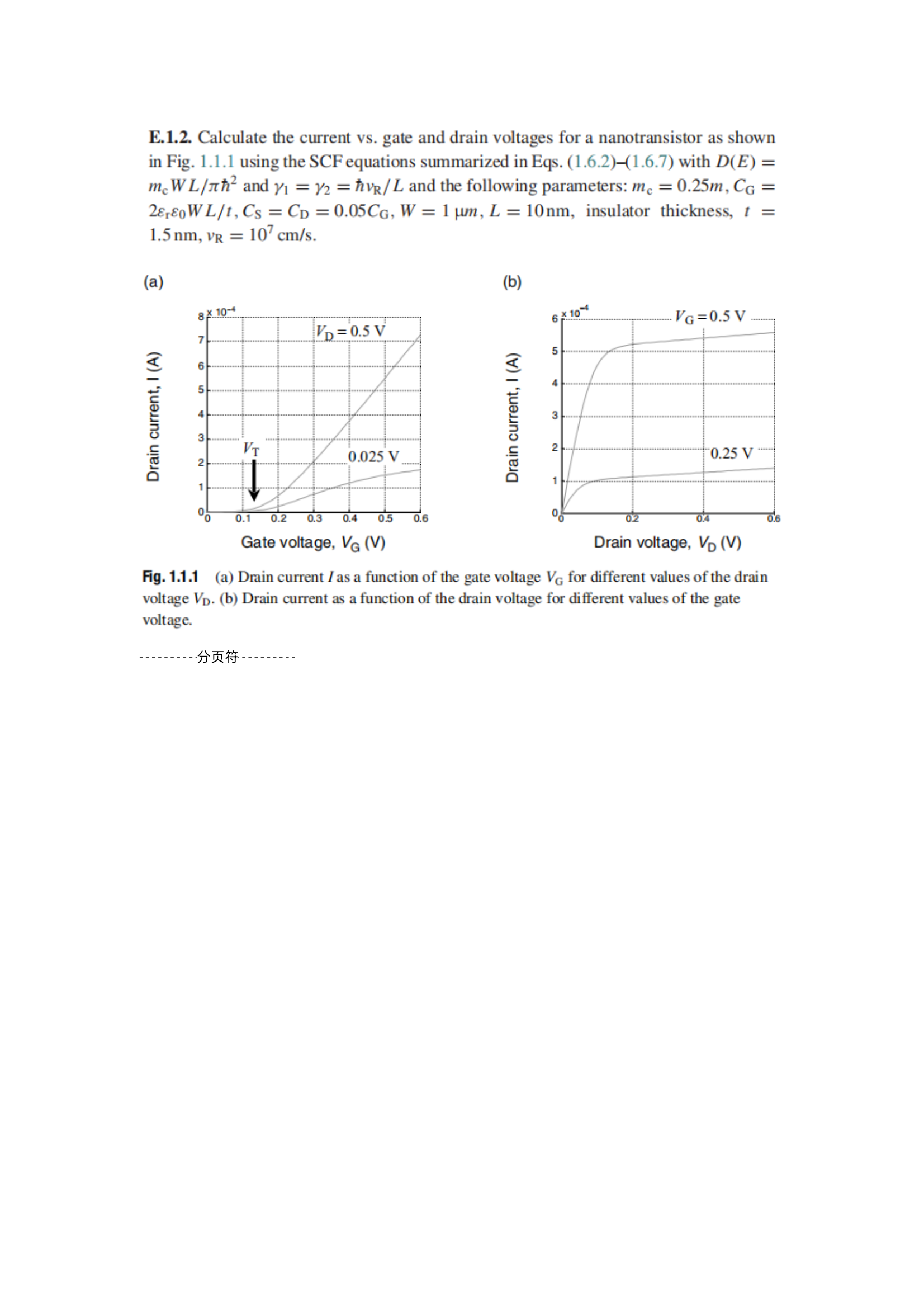 E．1．2．Calculate ﻿the current vs．gate ﻿and drain | Chegg.com