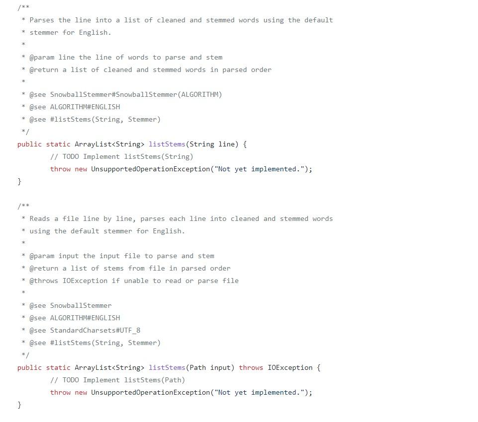 /∗∗ * Parses the line into a list of cleaned and | Chegg.com