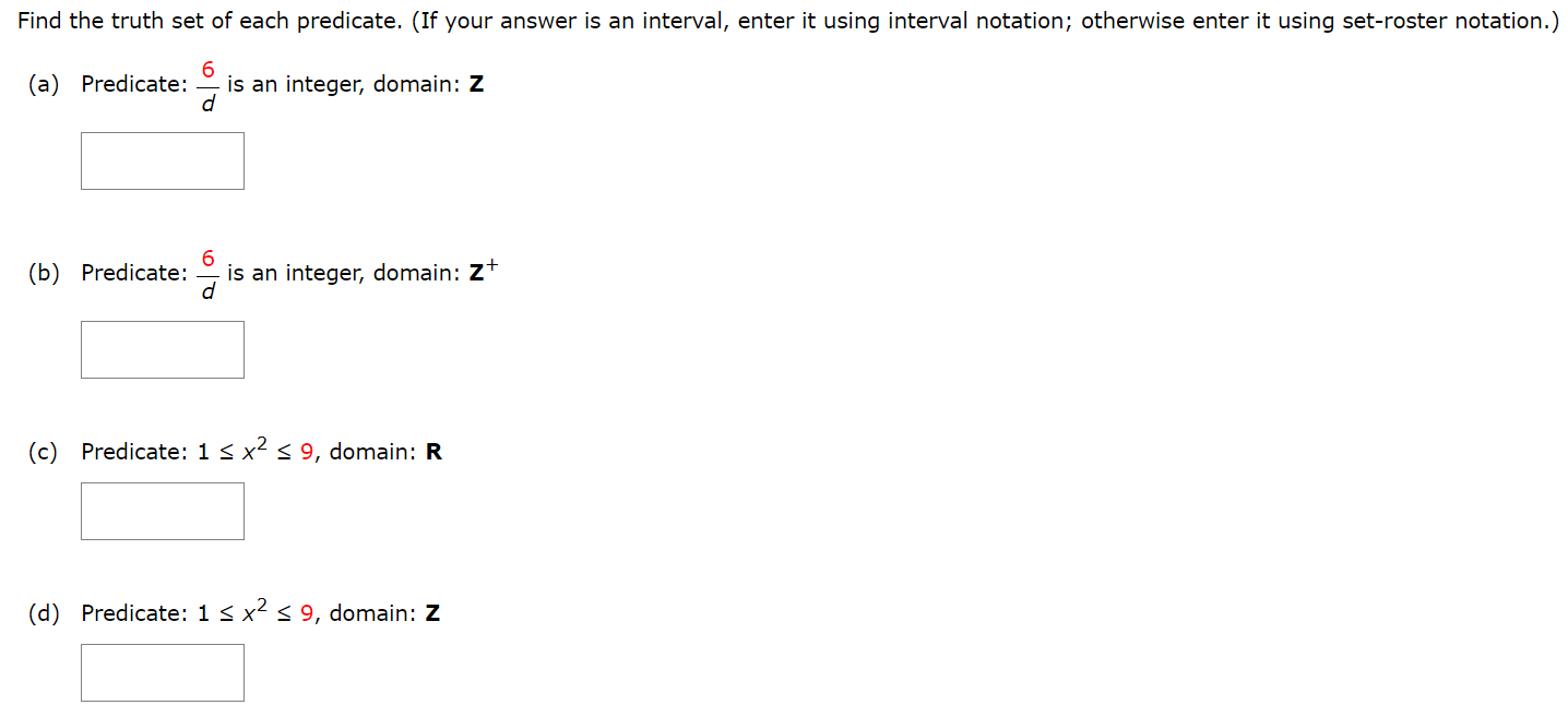 Solved Find the truth set of each predicate. (If your answer | Chegg.com