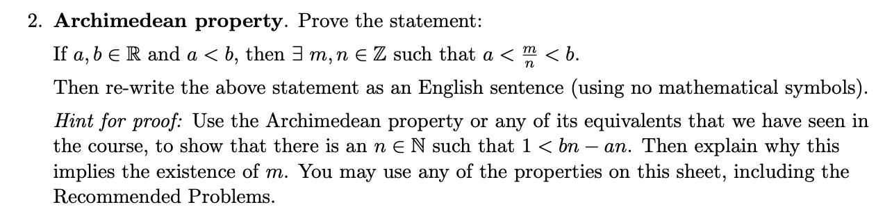 Solved 2. Archimedean property. Prove the statement: If a, b | Chegg.com