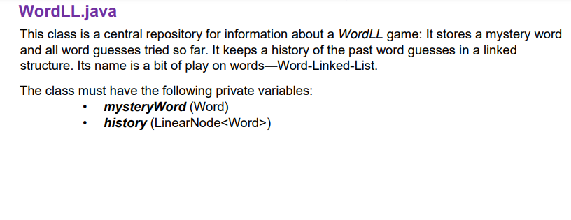 Solved This class represents a word in the game that is | Chegg.com