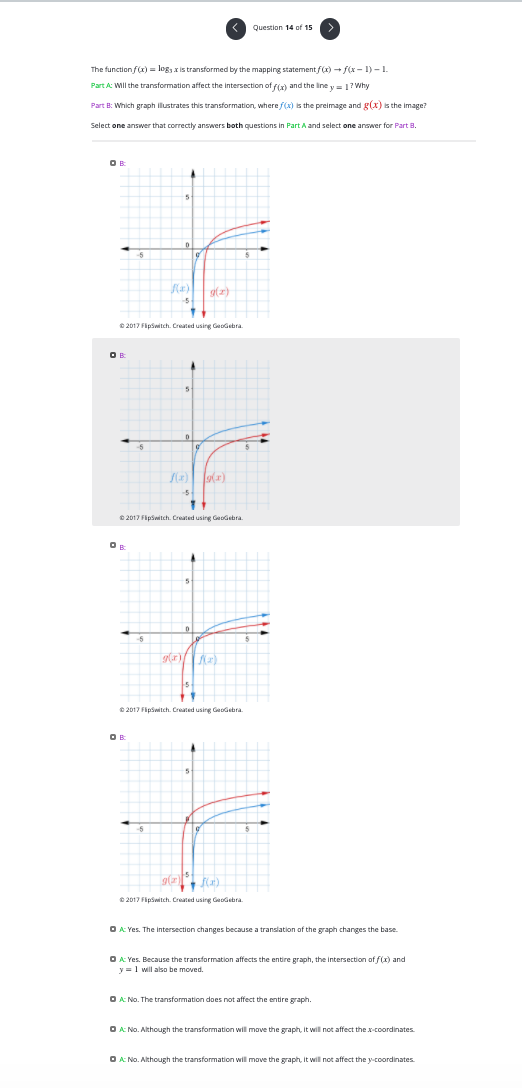 Solved Question 14 of 15 The function f(x) = log x is | Chegg.com