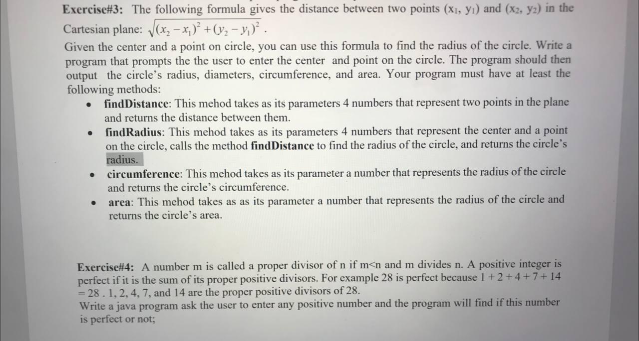 Solved Exercise#3: The following formula gives the distance | Chegg.com