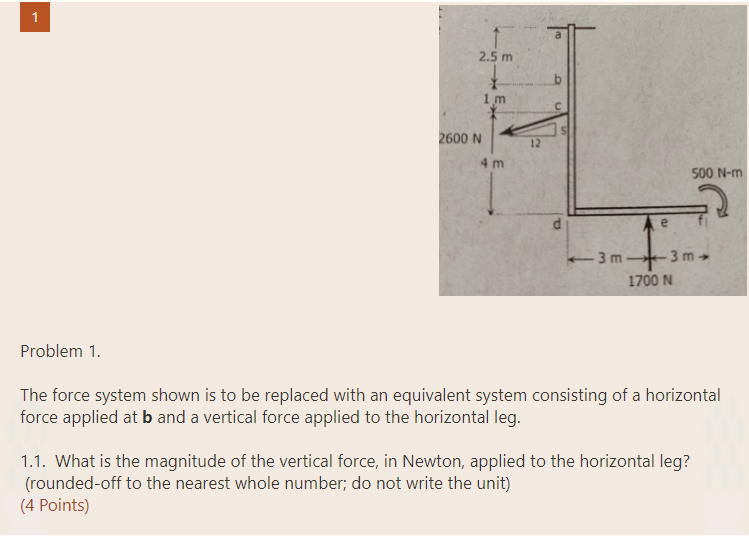Solved Problem 1. The force system shown is to be replaced | Chegg.com