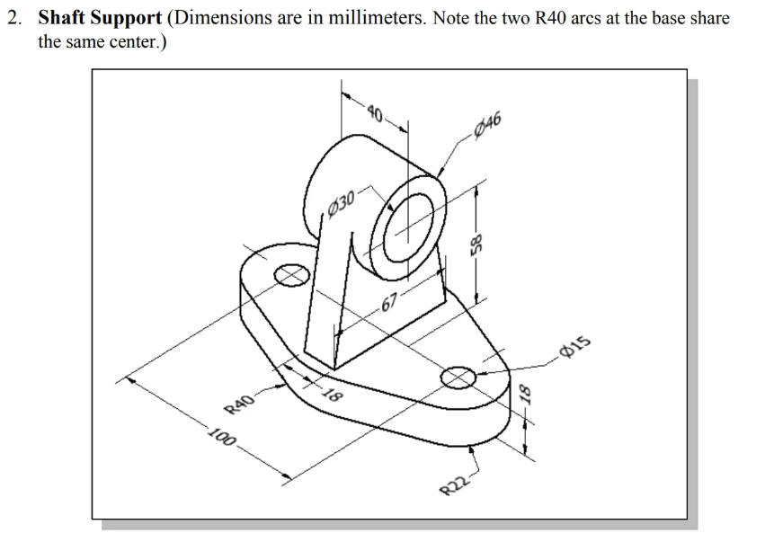 Solved auto cad Shaft Support (Dimensions are in | Chegg.com