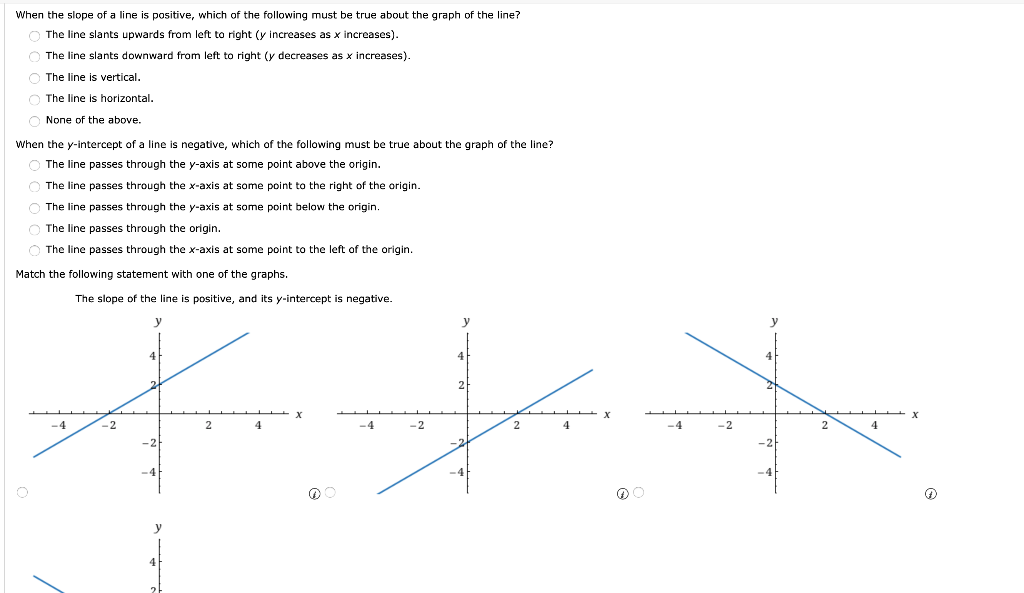 Solved When the slope of a line is positive, which of the | Chegg.com
