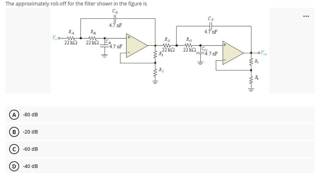 Solved The approximately roll-off for the filter shown in | Chegg.com