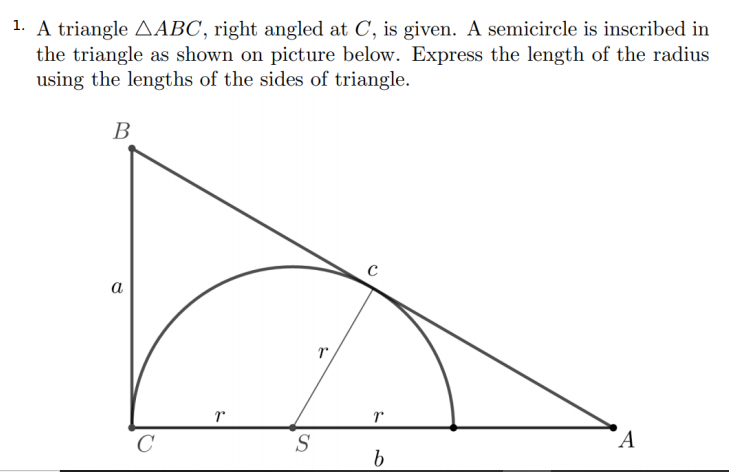 Solved 1. A triangle AABC, right angled at C, is given. A | Chegg.com