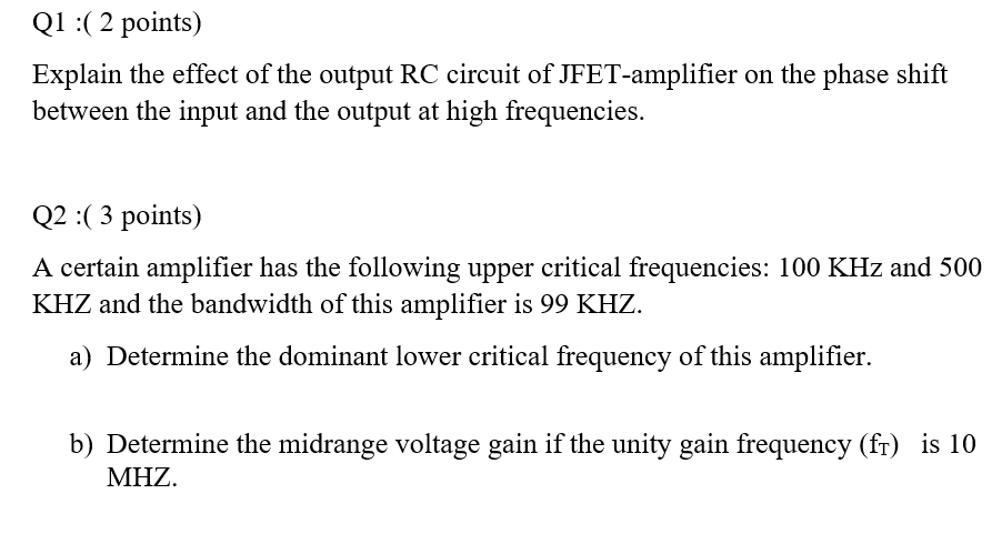 Solved Q1 ﻿:( 2 ﻿points) ﻿Explain the effect of the output | Chegg.com