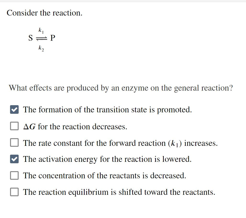 Solved Consider the reaction. ki S =P k2 What effects are | Chegg.com