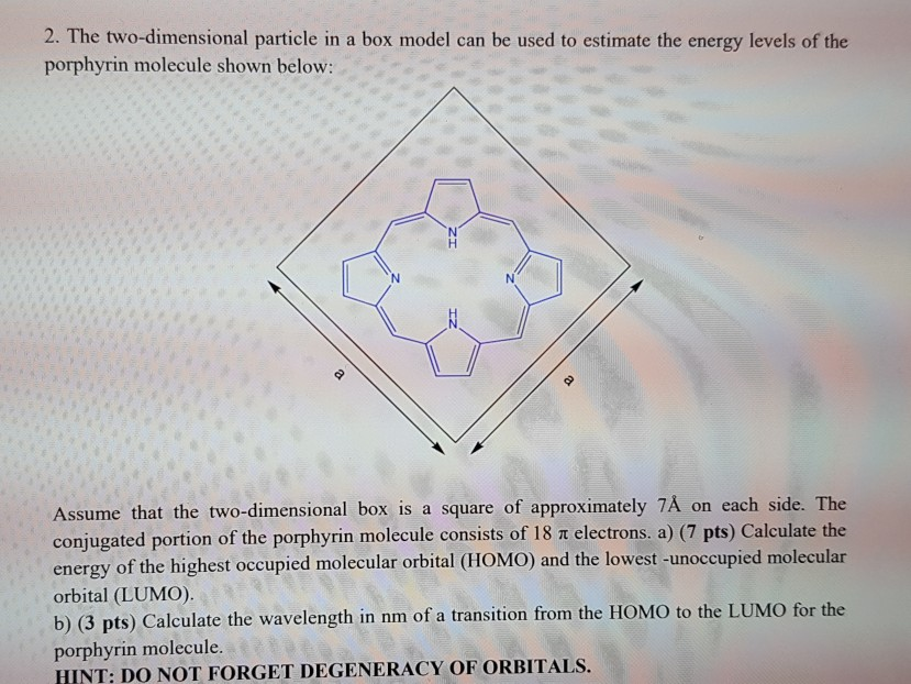 Solved 2. The two-dimensional particle in a box model can be | Chegg.com