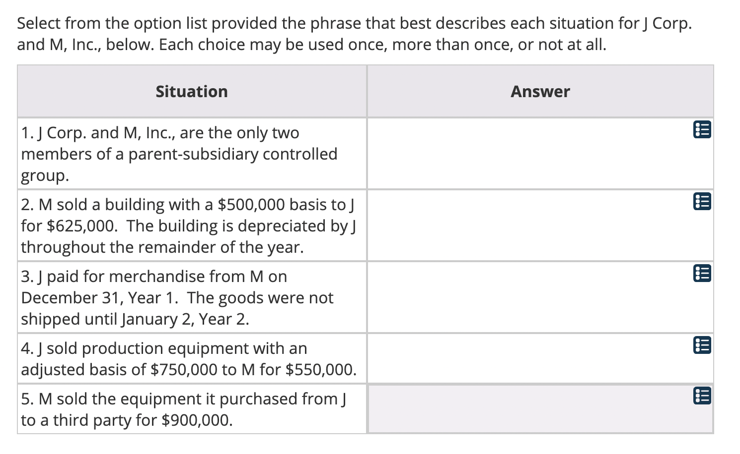 Solved Select from the option list provided the phrase that | Chegg.com