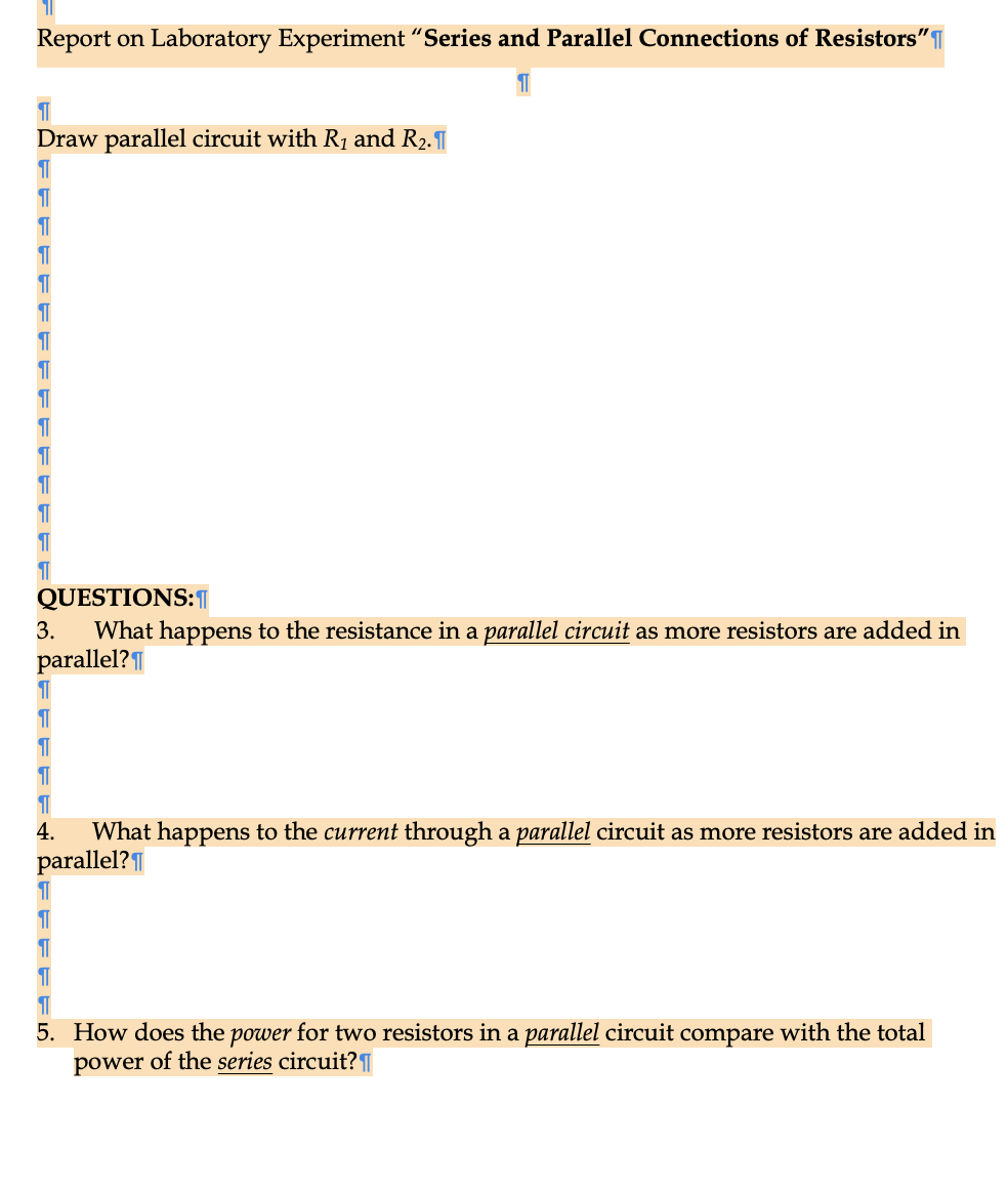 Solved Report on Laboratory Experiment “Series and Parallel | Chegg.com