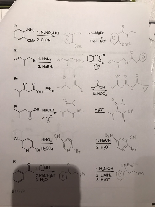 Solved NH2 Me 2. CuCN Then H30 0me Ohe Br 2. NaBH4 Gr 0 Br | Chegg.com