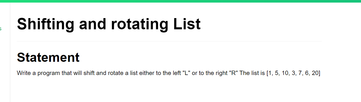 Solved Shifting and rotating List Statement Write a program | Chegg.com
