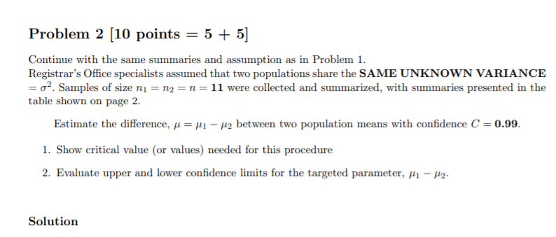 Solved Problem 2 (10 points = 5 + 5] Continue with the | Chegg.com