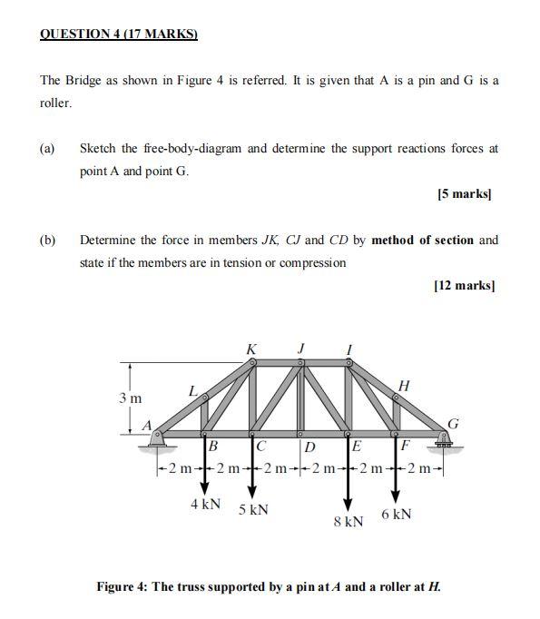 Solved QUESTION 4 (17 MARKS) The Bridge as shown in Figure 4 | Chegg.com