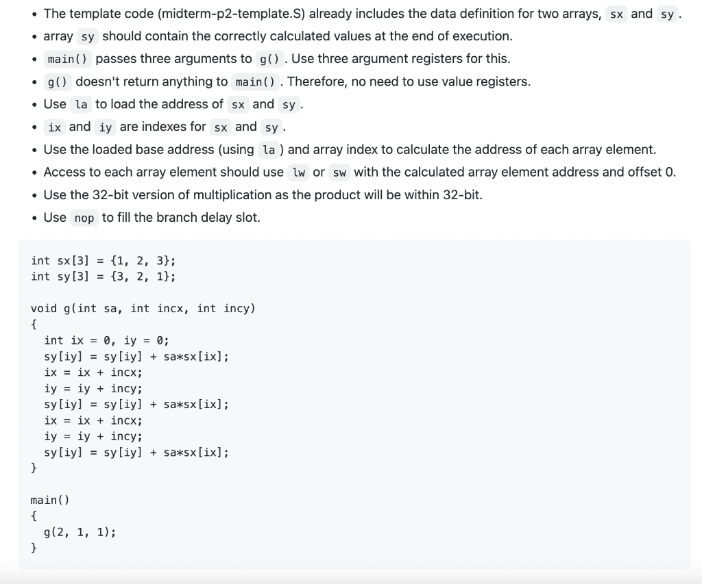 - The template code (midterm-p2-template.S) already | Chegg.com
