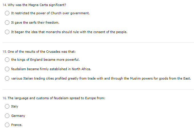 Solved 14. Why was the Magna Carta significant? It | Chegg.com