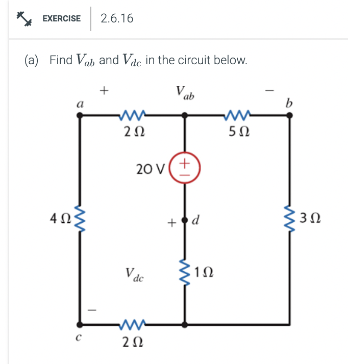 Solved (a) ﻿Find Vab ﻿and Vdc ﻿in the circuit below. | Chegg.com
