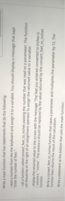 Solved Write a main function that has statements that do the | Chegg.com