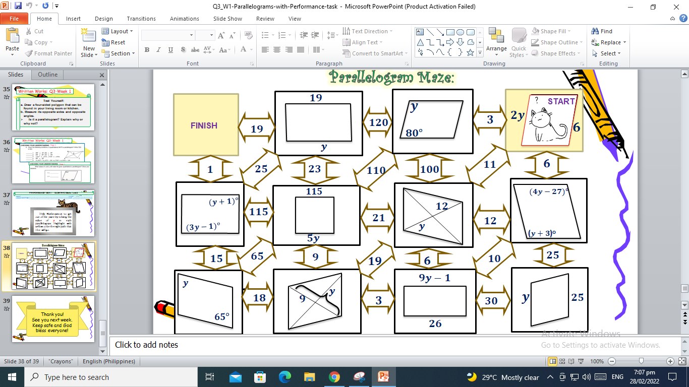 Solved Parallelogram Maze: 19 ? START у 2y 120 3 دب FINISH | Chegg.com