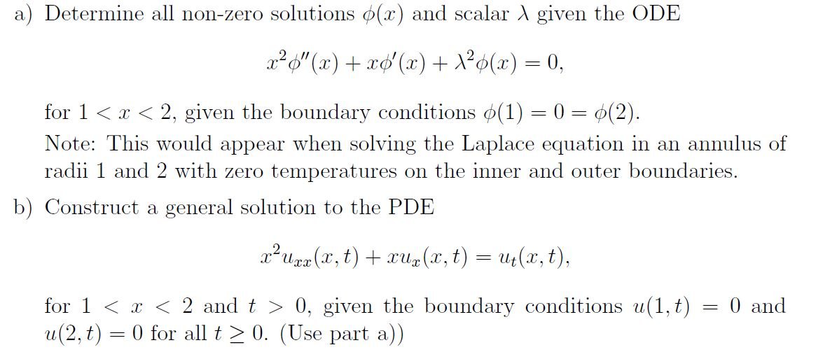 Solved a) Determine all non-zero solutions $(x) and scalar 1 | Chegg.com