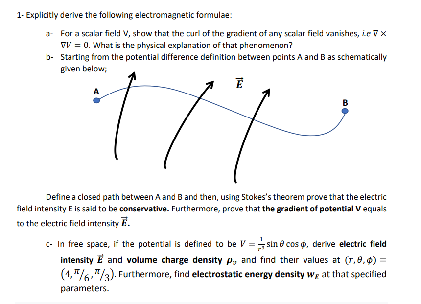 Solved 1- Explicitly derive the following electromagnetic | Chegg.com