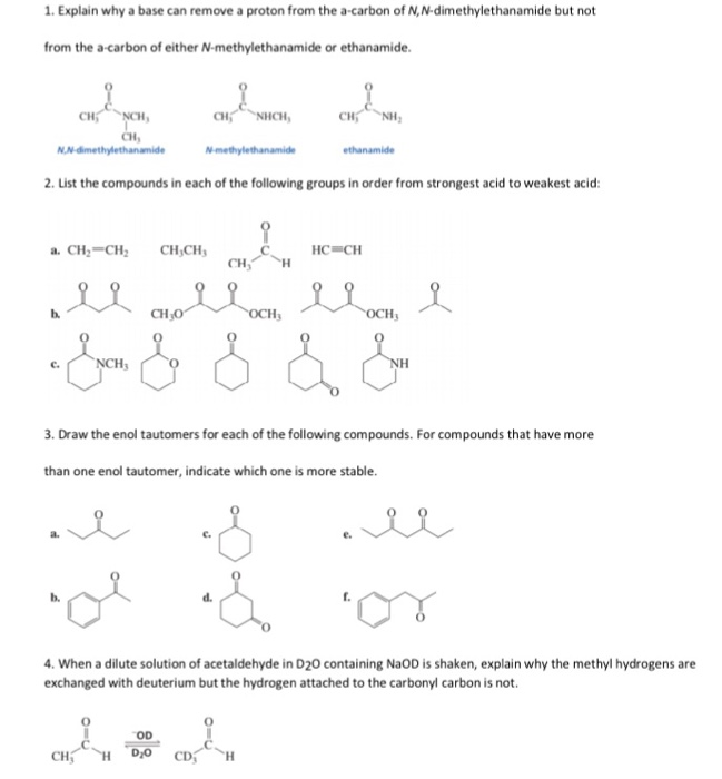 Solved 1 Explain why a base can remove a proton from the | Chegg.com