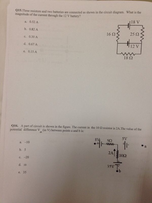 Solved Three resistors and two batteries are connected as | Chegg.com