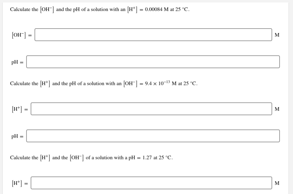 Solved Calculate the [OH-] and the pH of a solution with an | Chegg.com