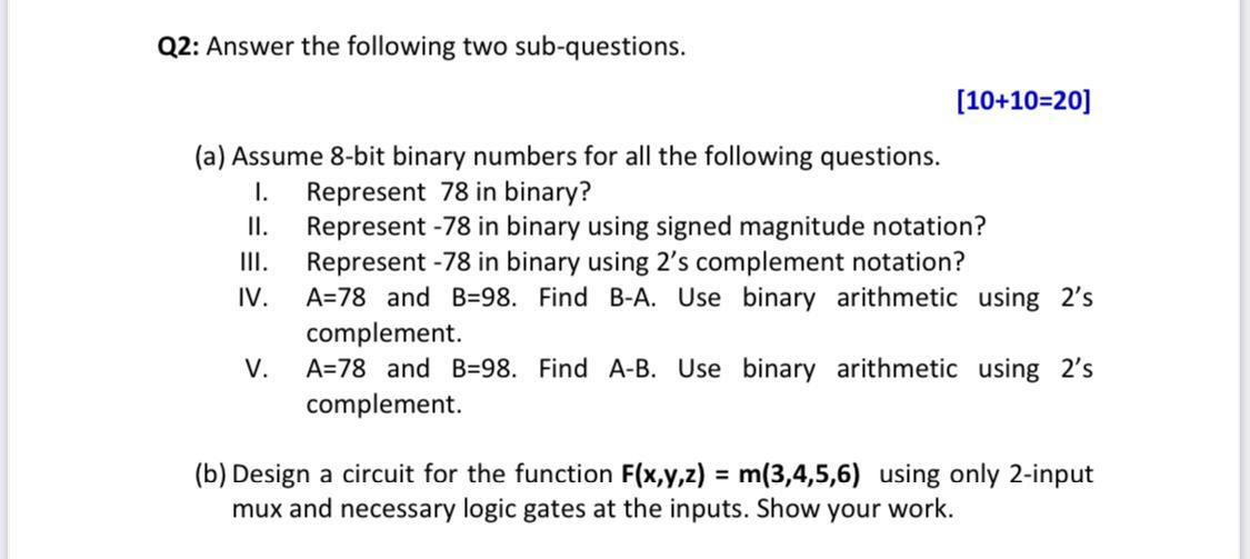 Solved Q1: Answer the following two sub-questions (a) and | Chegg.com