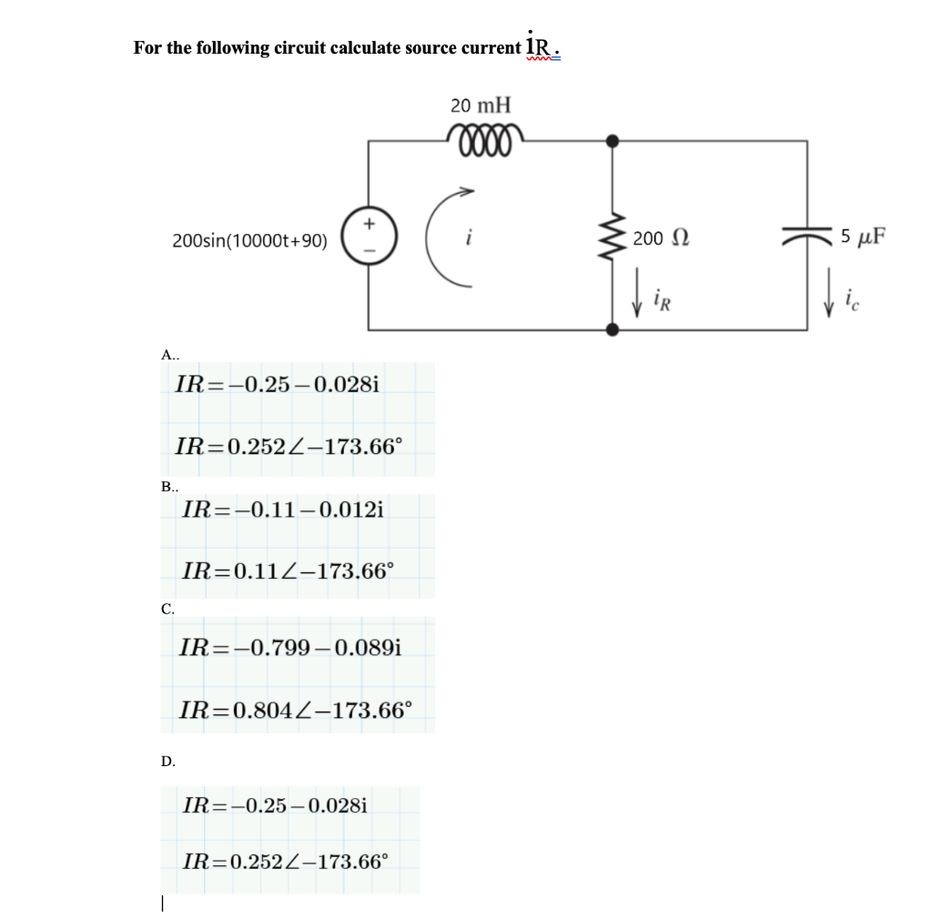 Solved For the following circuit calculate source current | Chegg.com