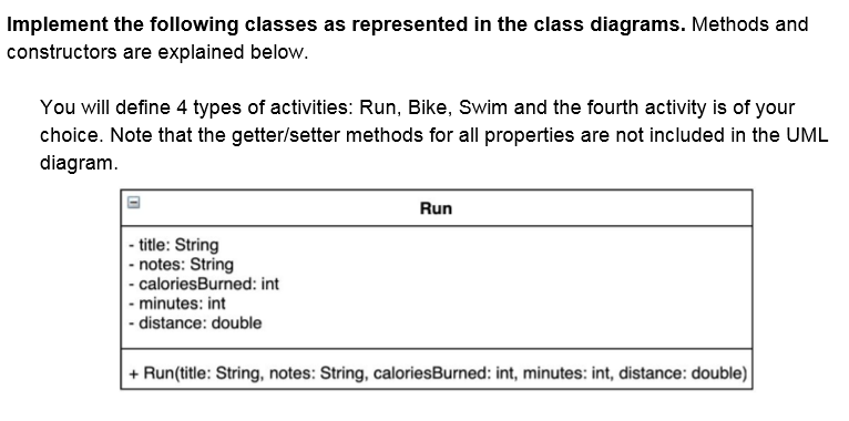 Implement the following classes as represented in the | Chegg.com