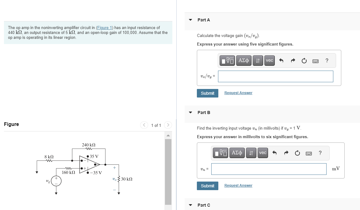 Solved The op amp in the noninverting amplifier circuit in | Chegg.com