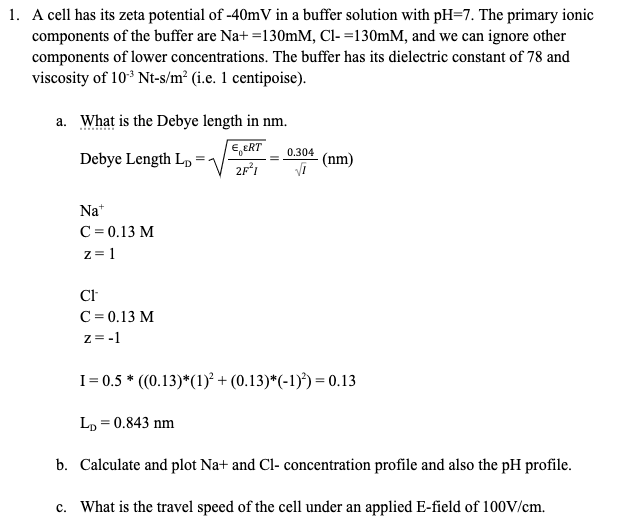 Solved A cell has its zeta potential of -40mV ﻿in a buffer | Chegg.com