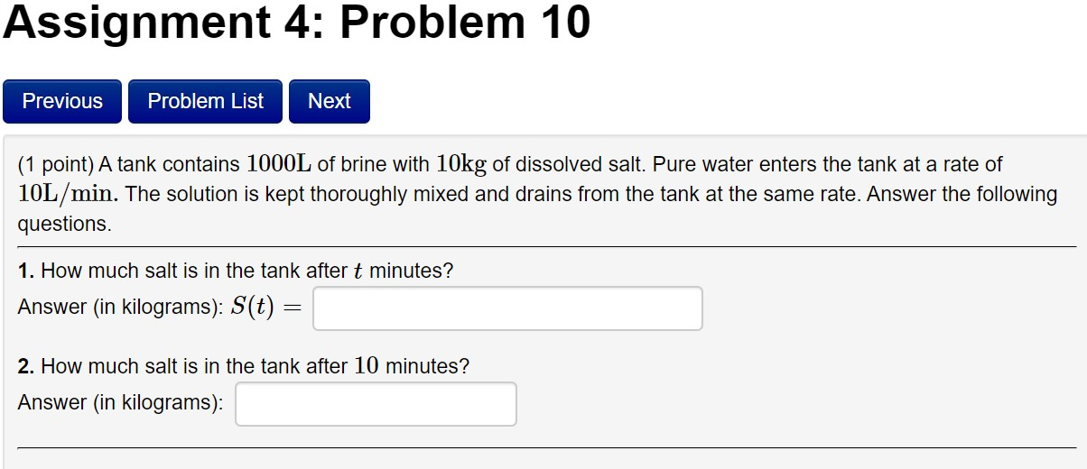 Solved Assignment 4: Problem 10 Previous Problem List Next | Chegg.com
