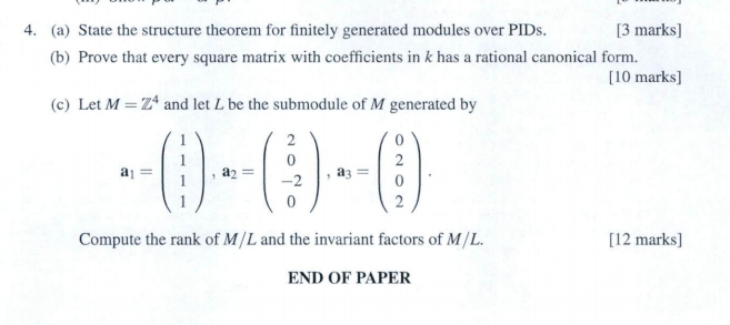 4. (a) State the structure theorem for finitely | Chegg.com