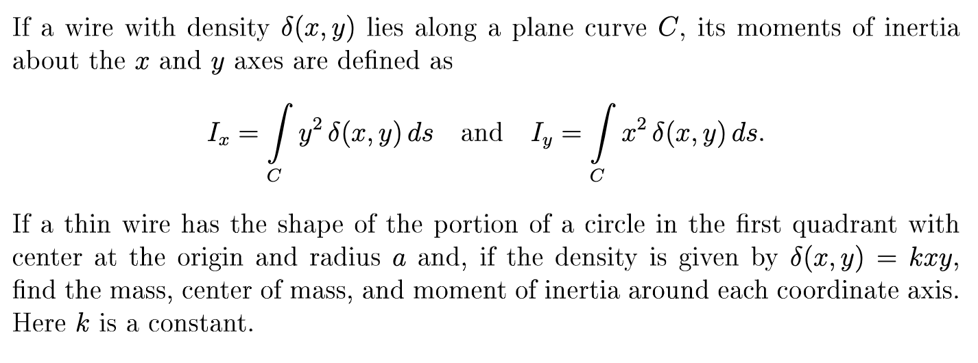 Solved If a wire with density S(x, y) lies along a plane | Chegg.com