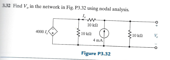 Solved 3.32 Find Vo in the network in Fig. P3.32 using nodal | Chegg.com