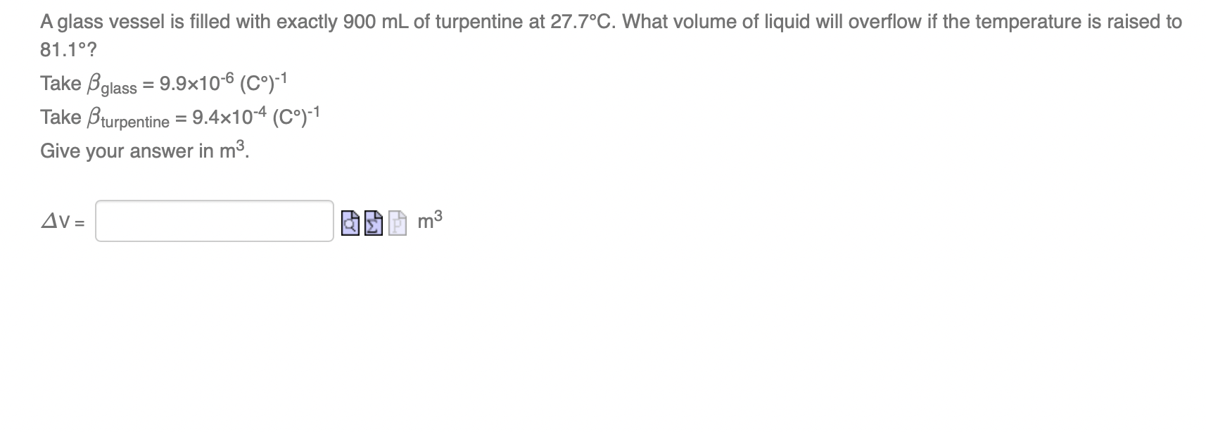 Solved A glass vessel is filled with exactly 900 mL of | Chegg.com