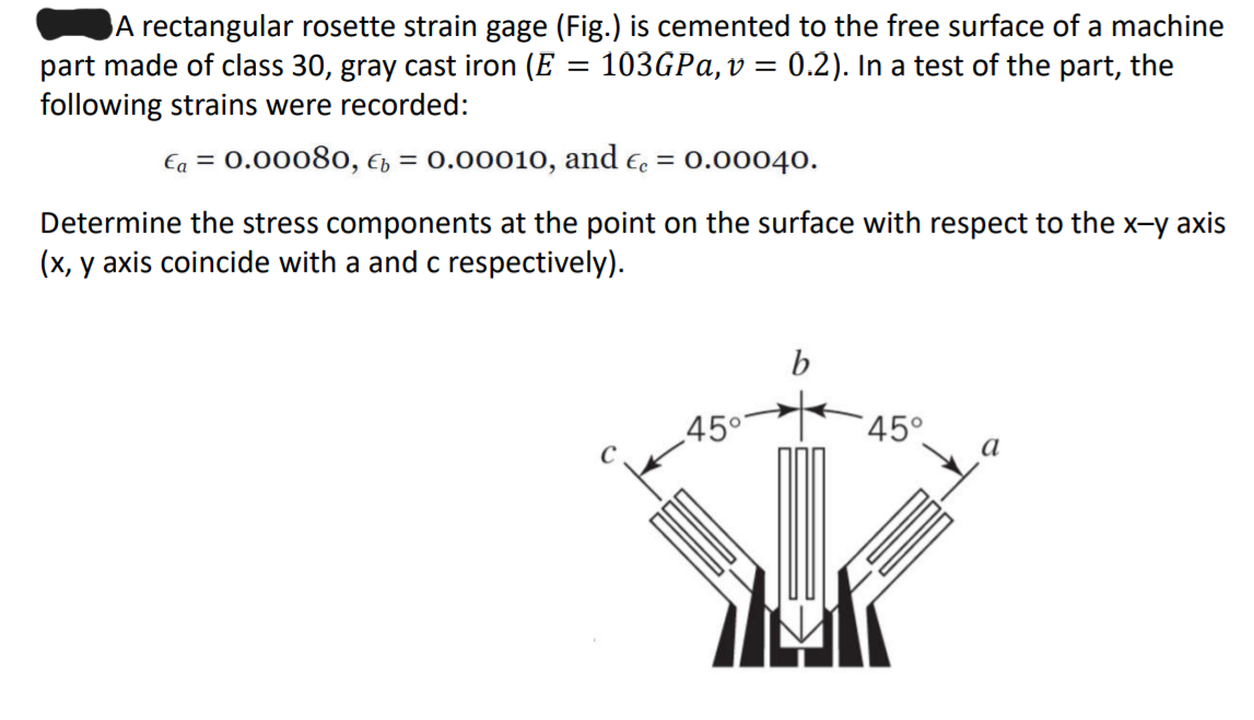 Solved = A rectangular rosette strain gage (Fig.) is | Chegg.com