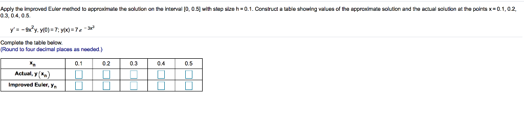 Solved Apply the improved Euler method to approximate the | Chegg.com