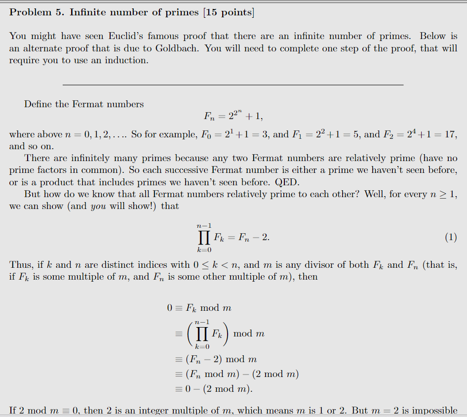 Solved Problem 5. Infinite number of primes [15 points] You | Chegg.com