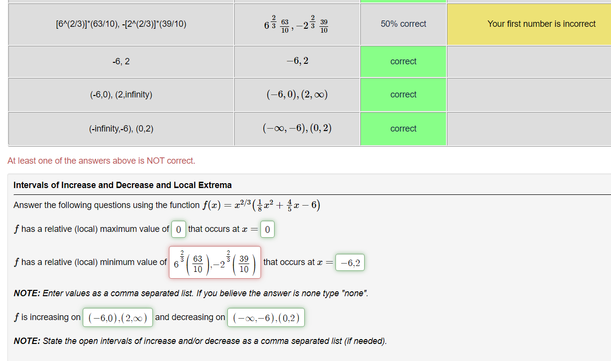 Solved At least one of the answers above is NOT correct. | Chegg.com
