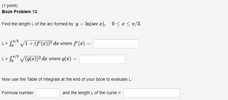 Solved (1 point) Book Problem 13 Find the length L of the | Chegg.com