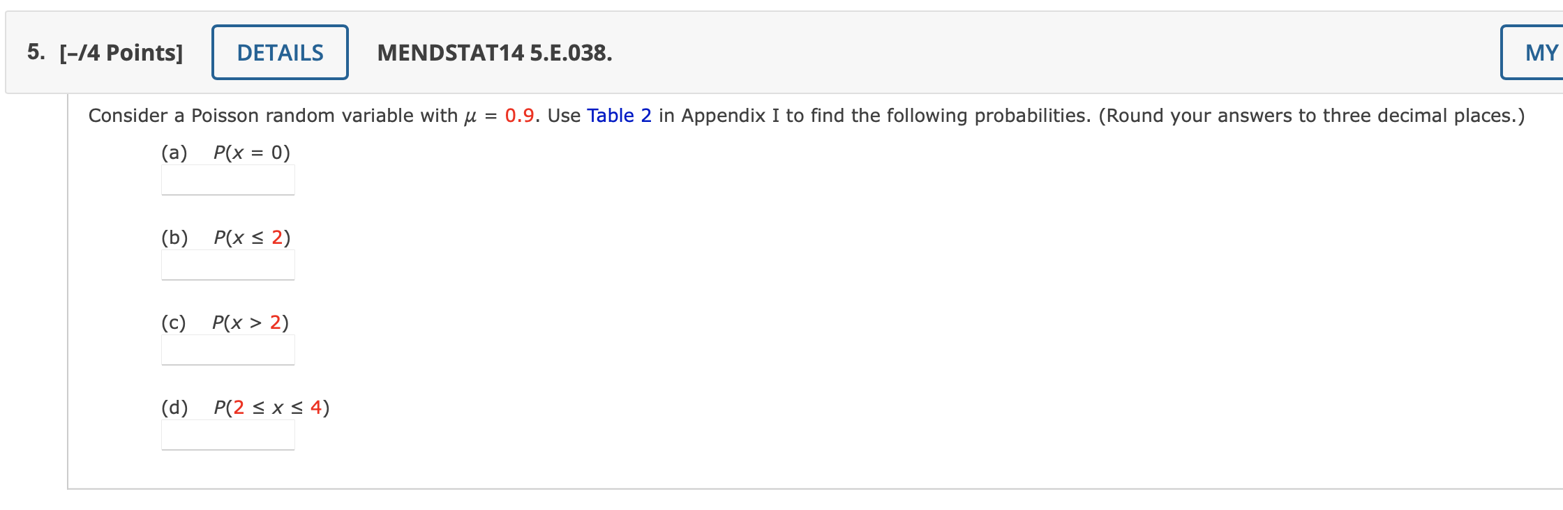 Solved Consider a Poisson random variable with μ=0.9. Use | Chegg.com