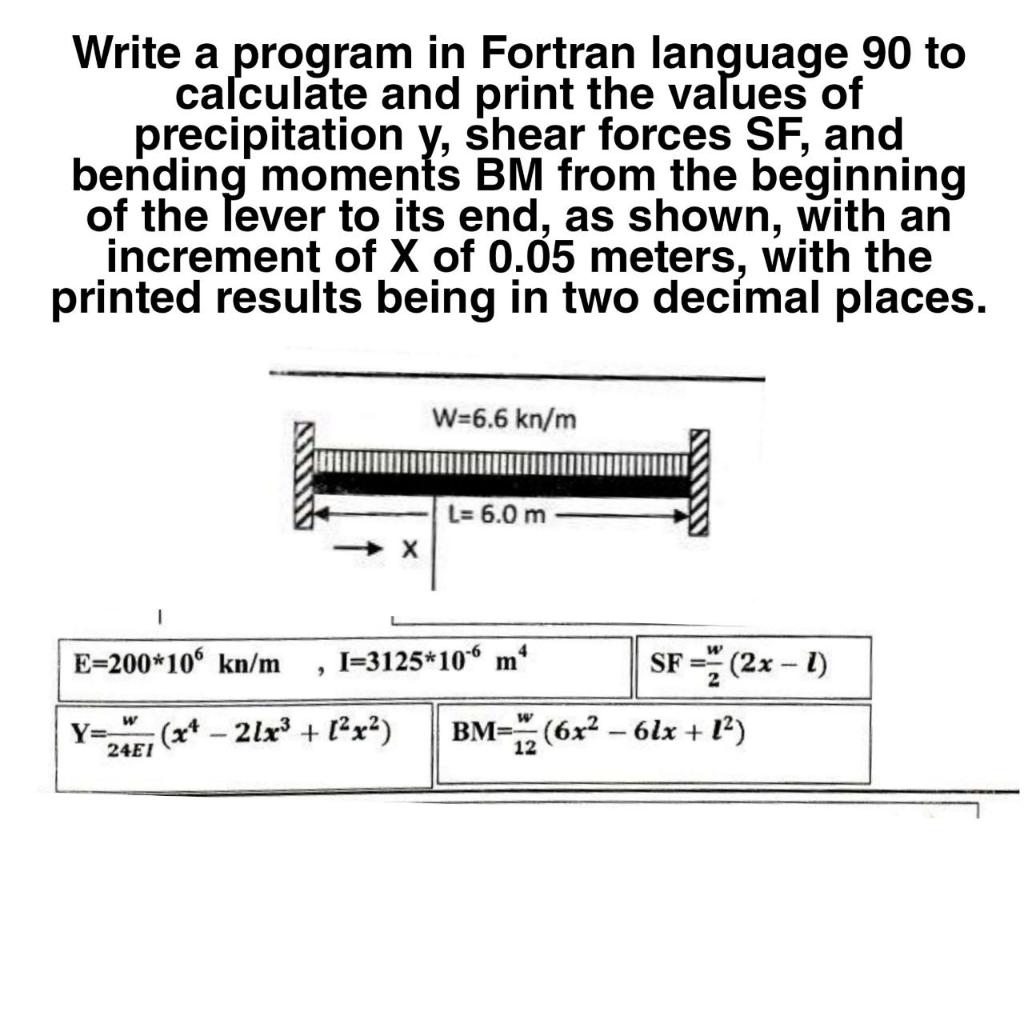 Solved Write A Program In Fortran Language 90 To Calculate 