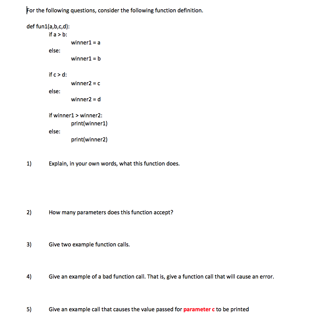 Solved For the following questions, consider the following | Chegg.com